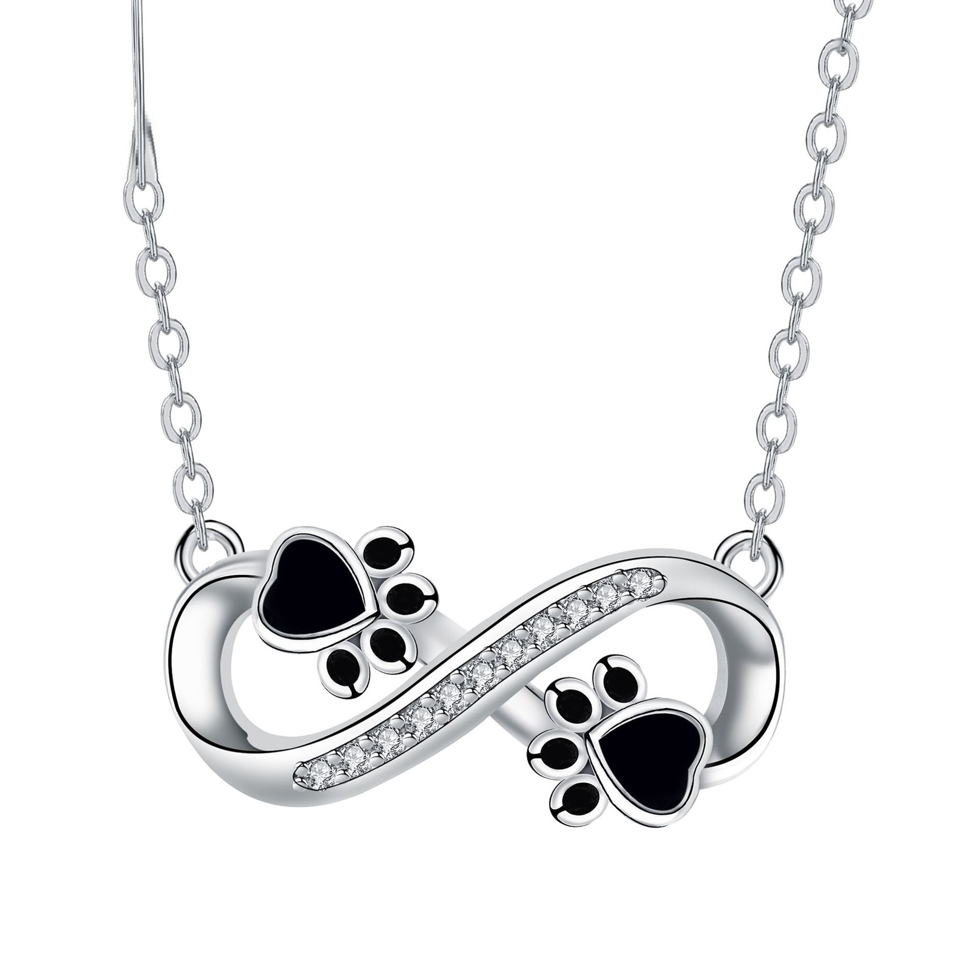 Infinity Paw Print Necklace with Zirconia – Saving The Paws US